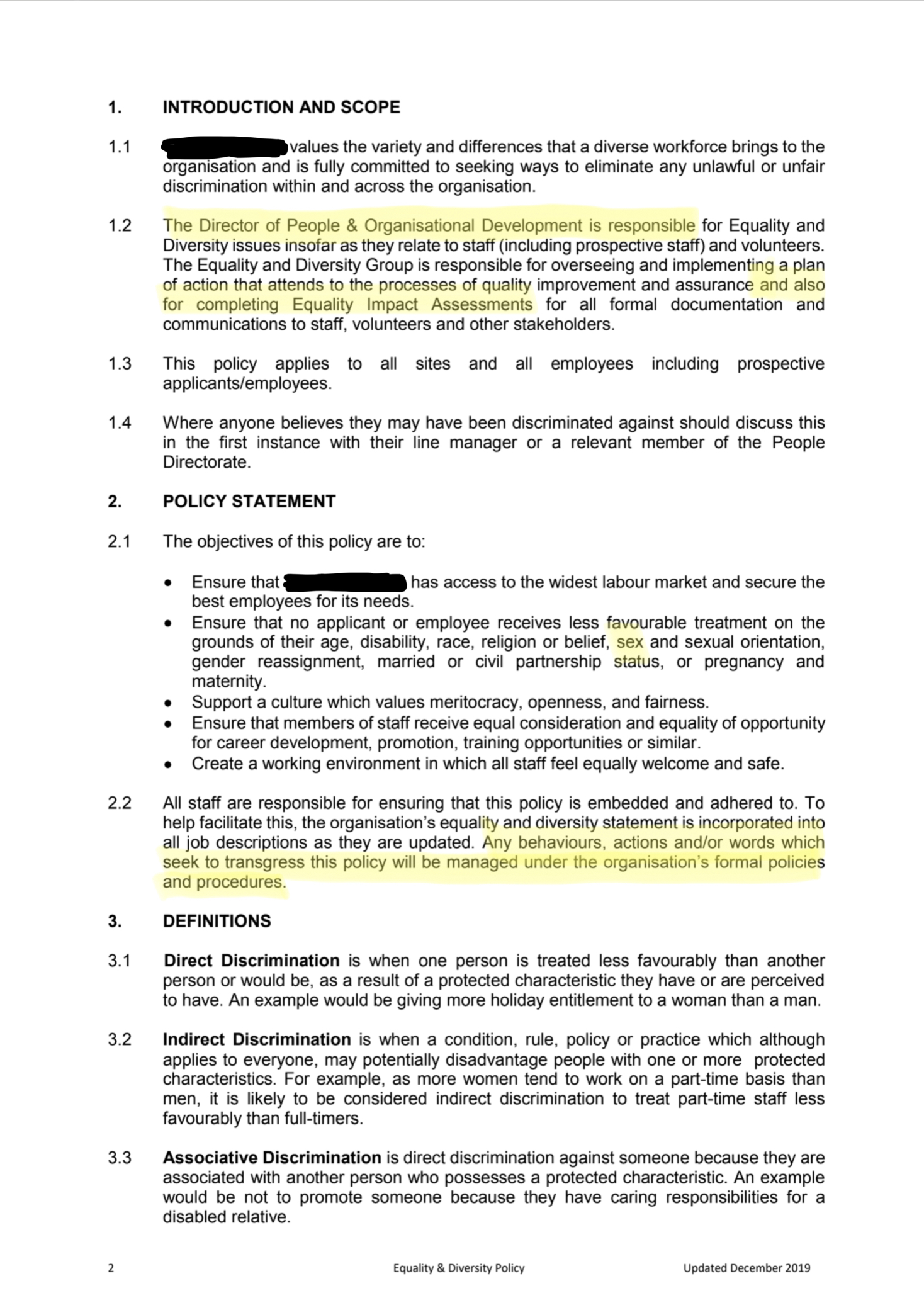 Equality and Diversity Policy at an NHS Hospice – la scapigliata